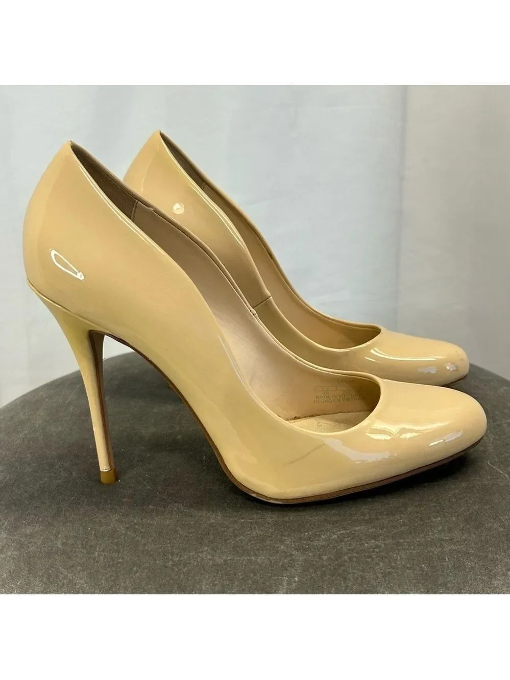 Zara | Shoes | Zara Light Beige Tan Brown Patent High Heel Pumps Sz 4 ...